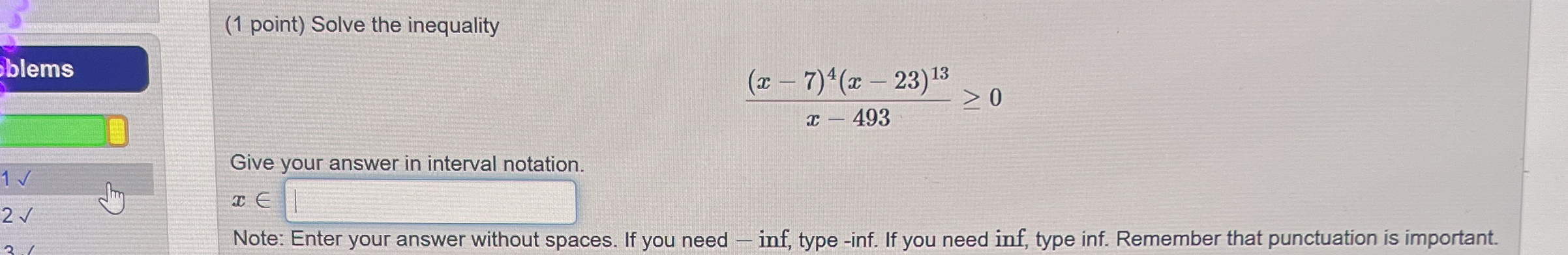 (1 ﻿point) ﻿Solve the | Chegg.com