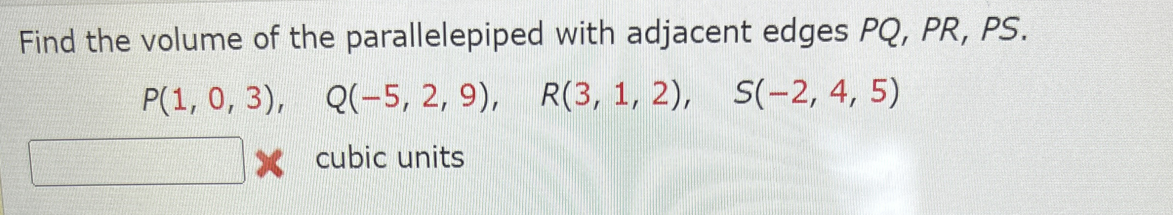 Solved Find the volume of the parallelepiped with adjacent | Chegg.com