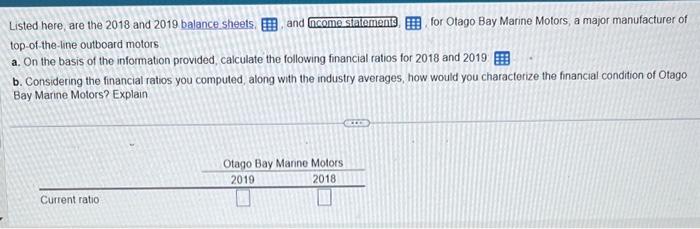 Solved Otago Bay Marine Motors Balance Sheets ( $ in | Chegg.com
