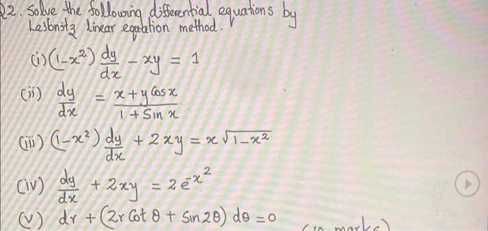 Solved 22. Solve the following differential equations by | Chegg.com