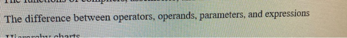 Solved The difference between operators, operands, | Chegg.com