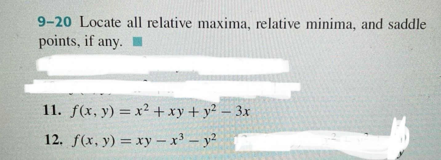 Solved 9-20 ﻿Locate all relative maxima, relative minima, | Chegg.com