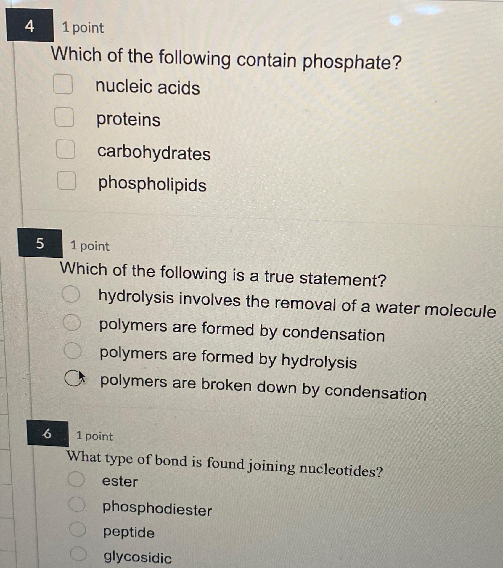 Solved 41 ﻿pointWhich of the following contain | Chegg.com