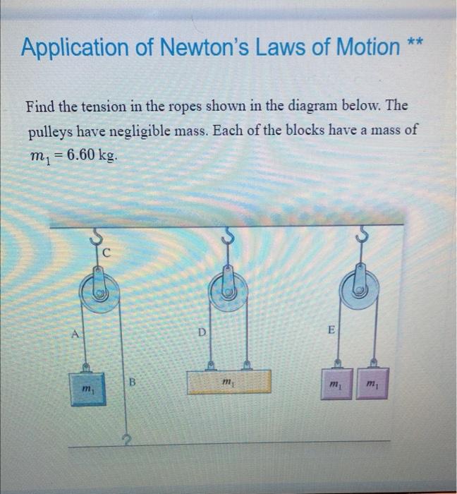 Solved Application of Newton's Laws of Motion Find the | Chegg.com