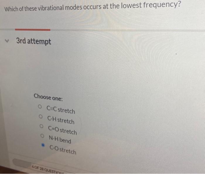 Solved Which of these vibrational modes occurs at the lowest | Chegg.com
