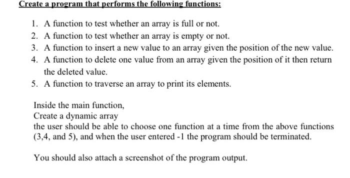 Solved Create a program that performs the following | Chegg.com