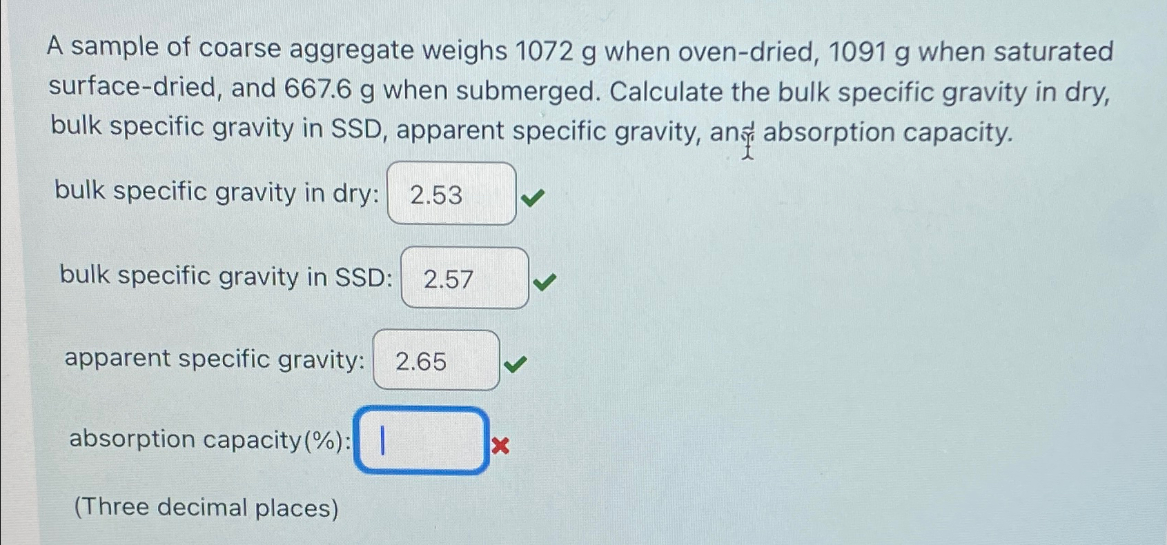 Solved A sample of coarse aggregate weighs 1072g ﻿when | Chegg.com