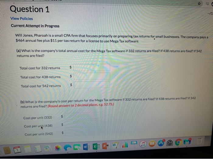 Solved Question 1 View Policies Current Attempt in Progress | Chegg.com