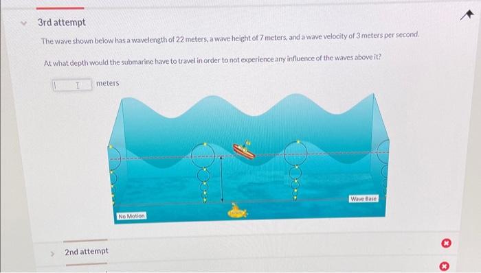 [Solved]: The wave shown below has a wavelength of 22 meter