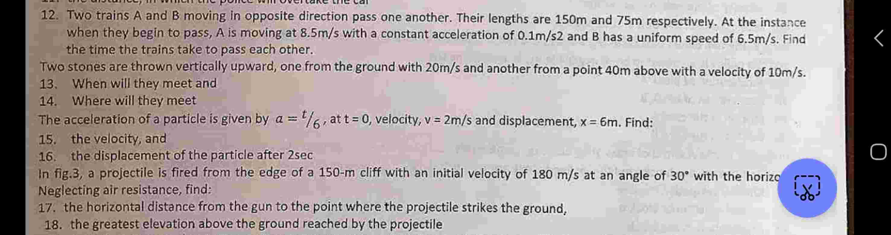 Solved 12. ﻿Two trains \( ﻿A \) ﻿and \( ﻿B \) ﻿moving in | Chegg.com