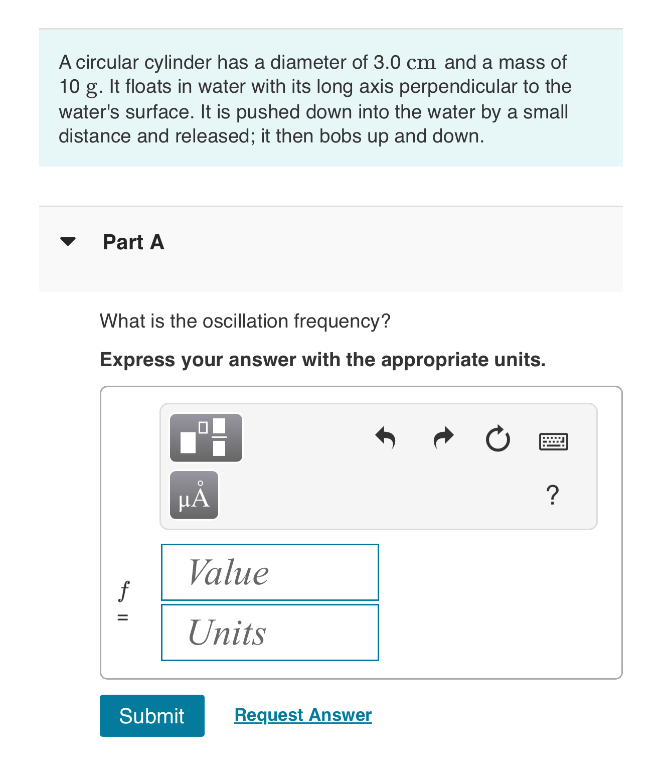 Solved A circular cylinder has a diameter of 3.0 ﻿cm and a | Chegg.com