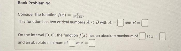 Solved Book Problem 44 Consider the function f(x) H x²+16 | Chegg.com