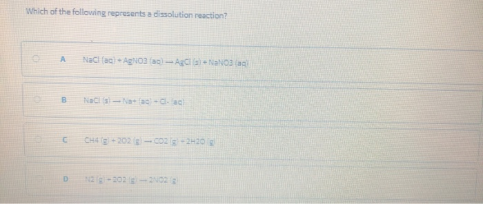 Solved Which of the following represents a dissolution | Chegg.com