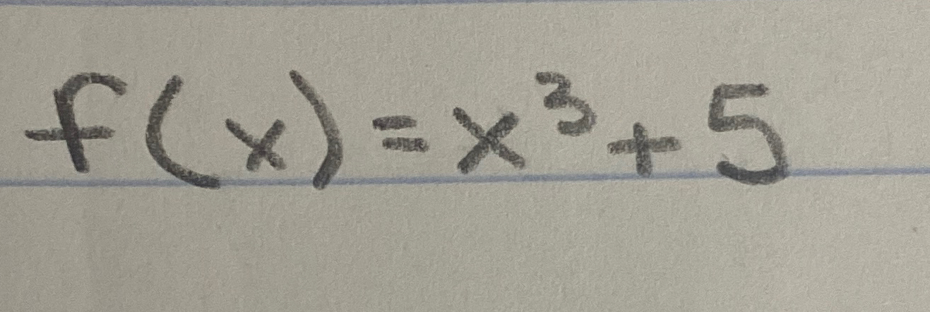 Solved f(x)=x3+5 ﻿find the inverse | Chegg.com