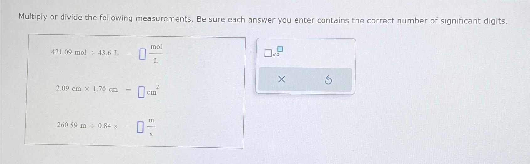 Multiply or divide the following measurements. Be | Chegg.com
