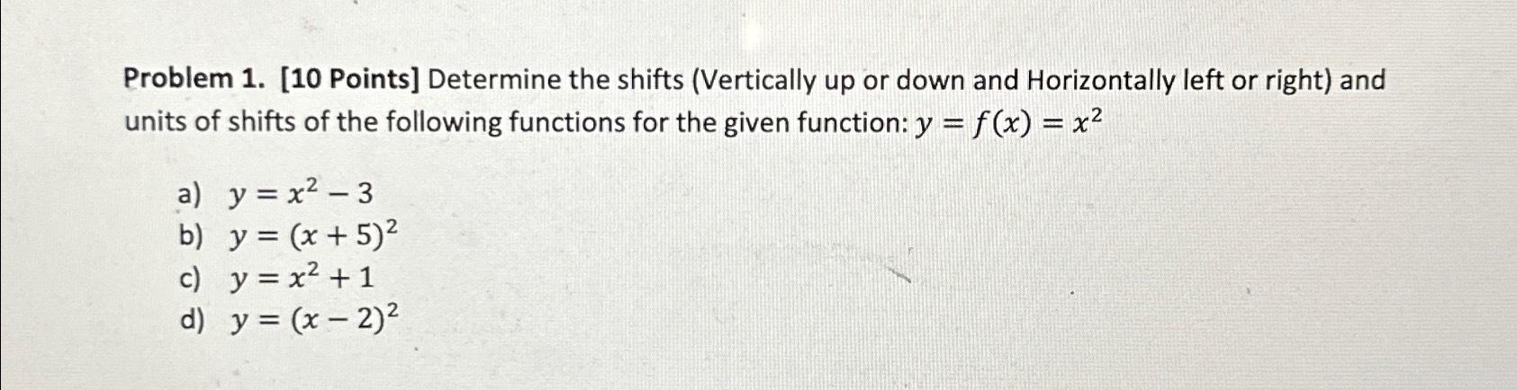 Solved Problem 1. [10 ﻿Points] ﻿Determine the shifts | Chegg.com