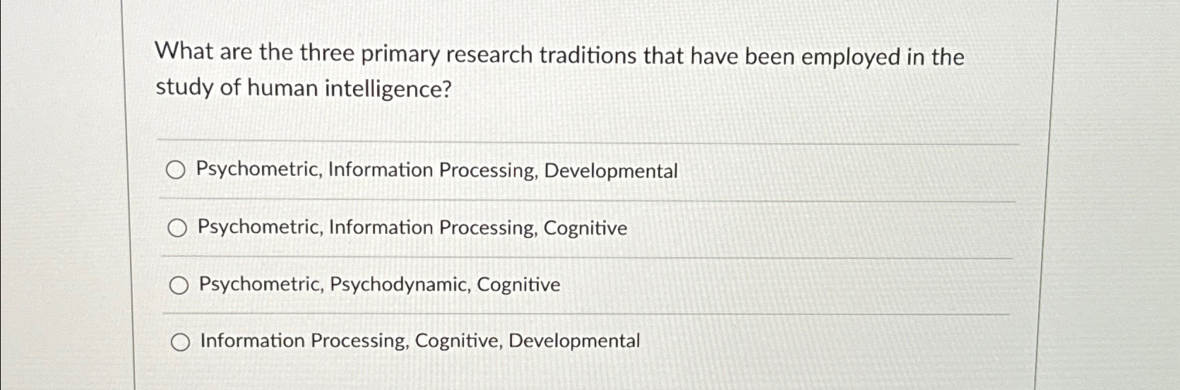 Solved What are the three primary research traditions that | Chegg.com