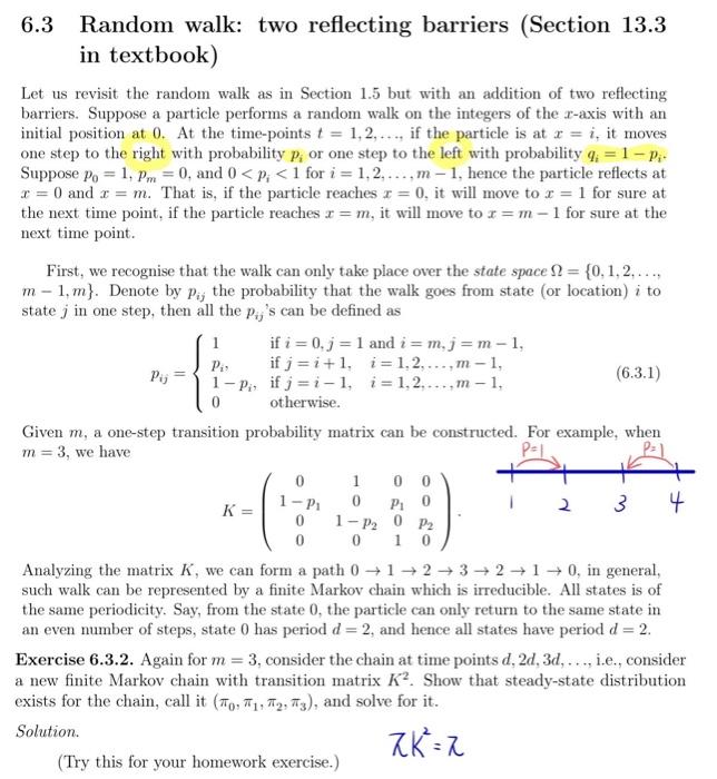 Solved Random walk: two reflecting barriers (Section 13.3 in | Chegg.com