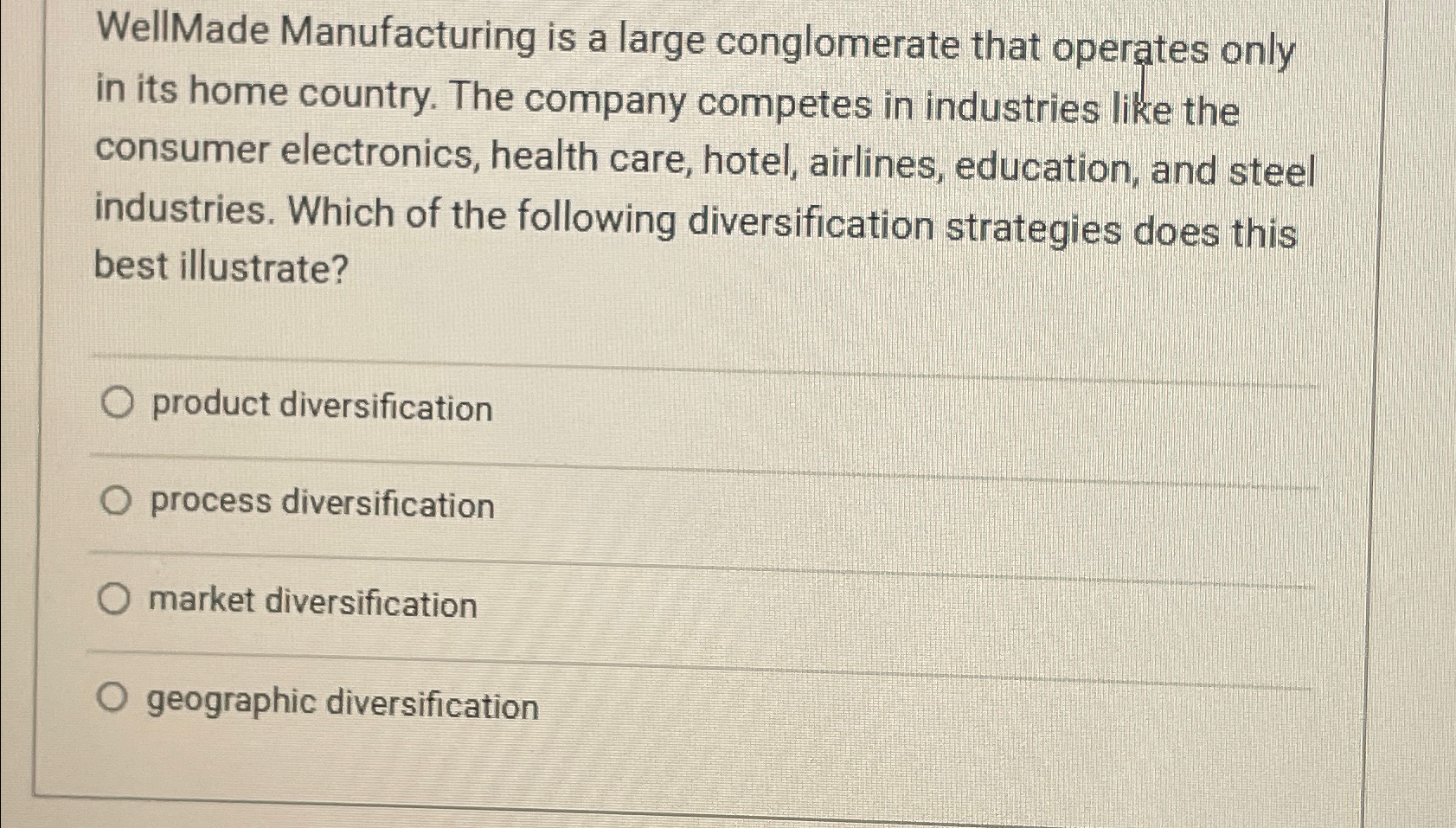 Solved WellMade Manufacturing is a large conglomerate that | Chegg.com