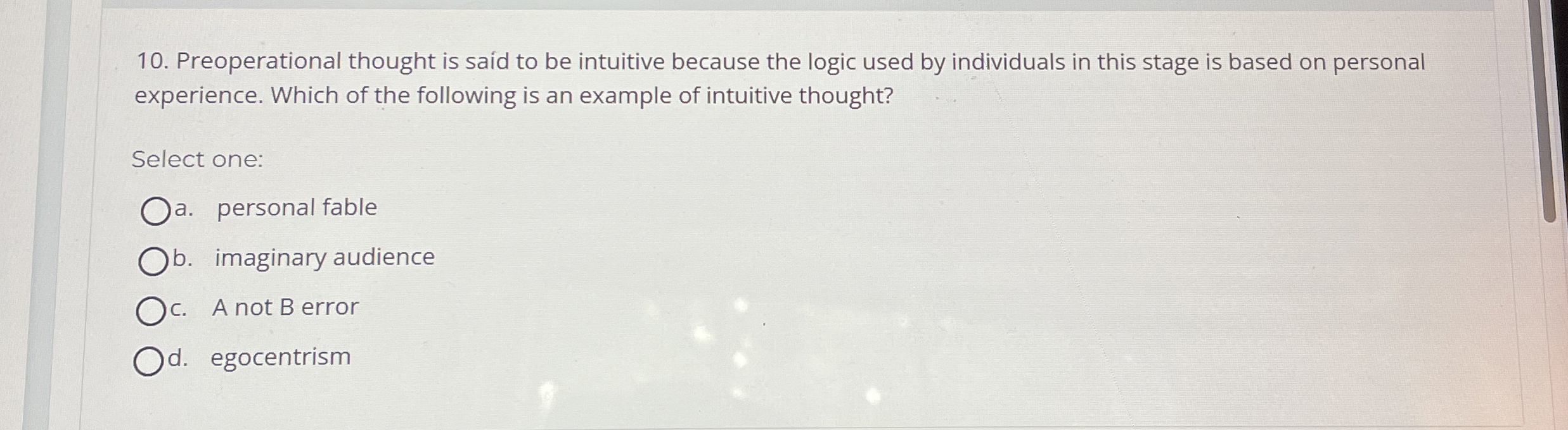 Solved Preoperational thought is said to be intuitive | Chegg.com