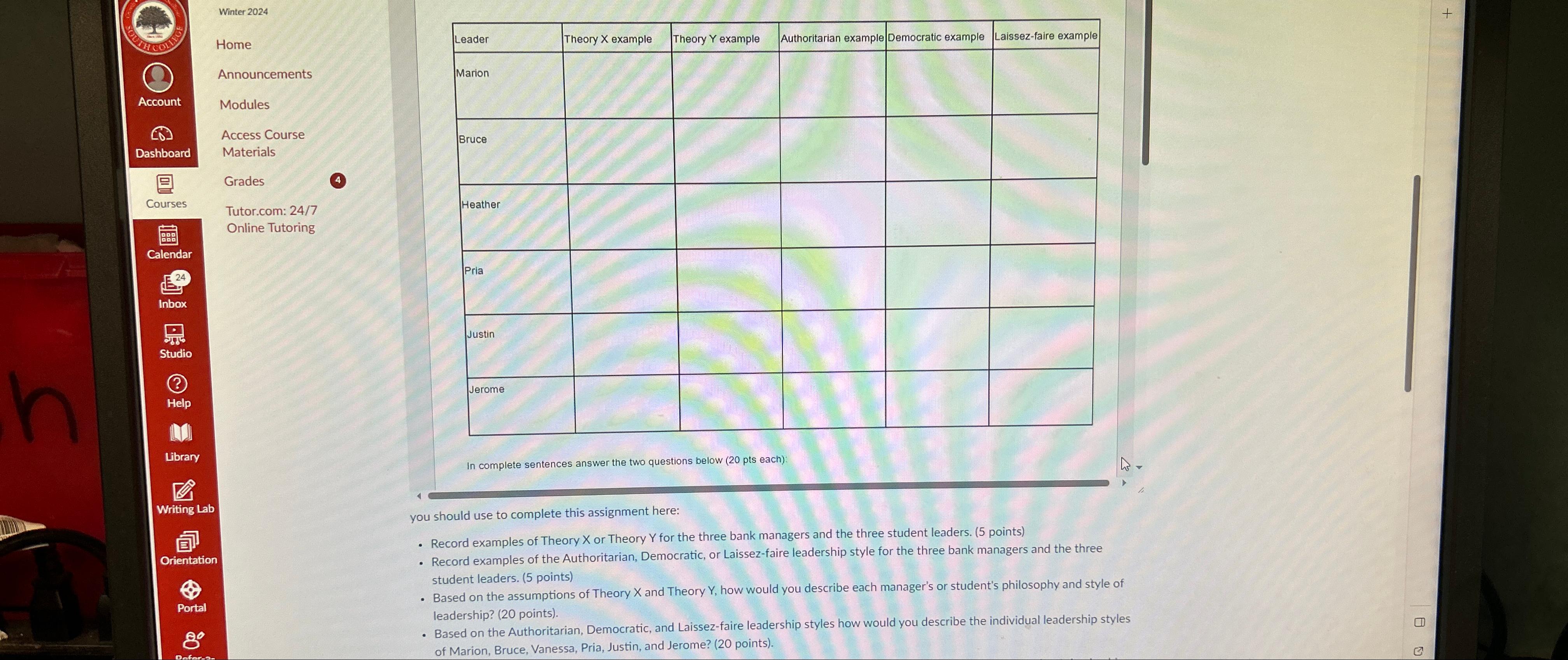 Solved Winter 2024HomeAnnouncementsModulesAccess | Chegg.com