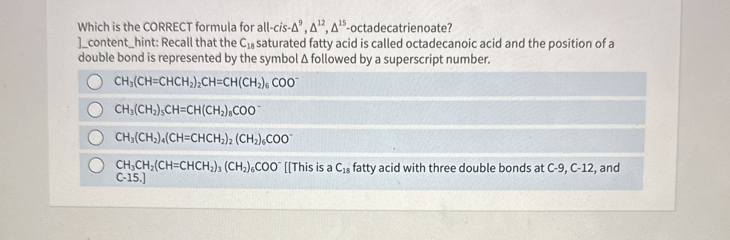 Solved Which is the CORRECT formula for | Chegg.com