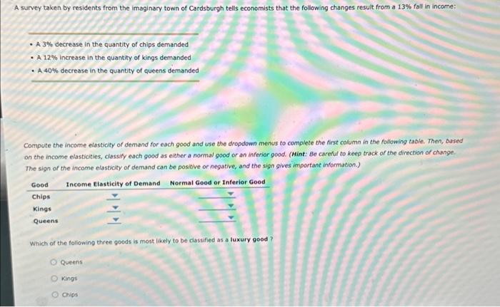 Solved A survey taken by residents from the imaginary town | Chegg.com