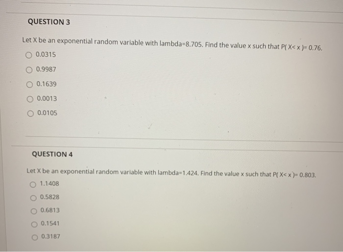 Solved Question 1 Let X Be An Exponential Random Variable 