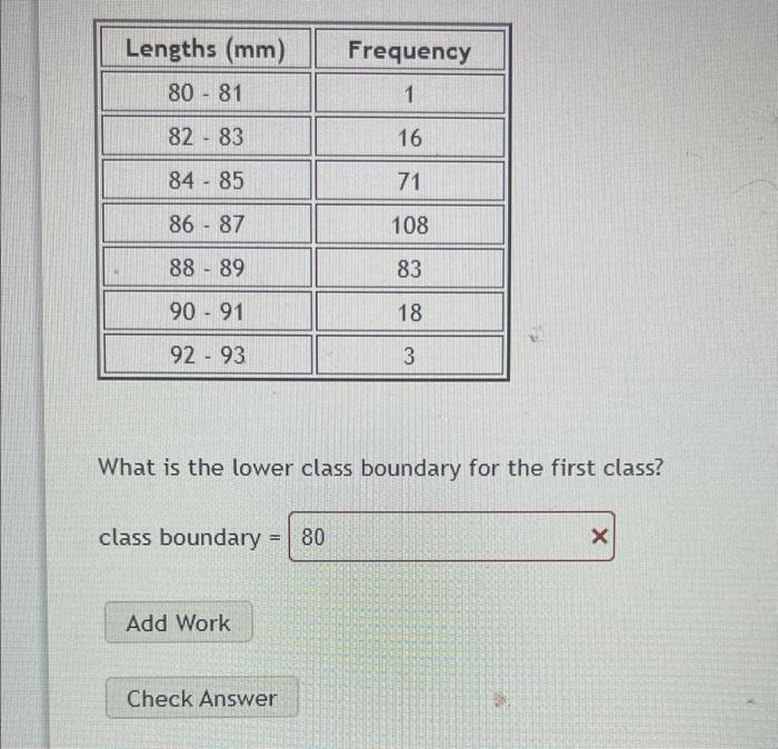 Solved What is the lower class boundary for the first class? | Chegg.com