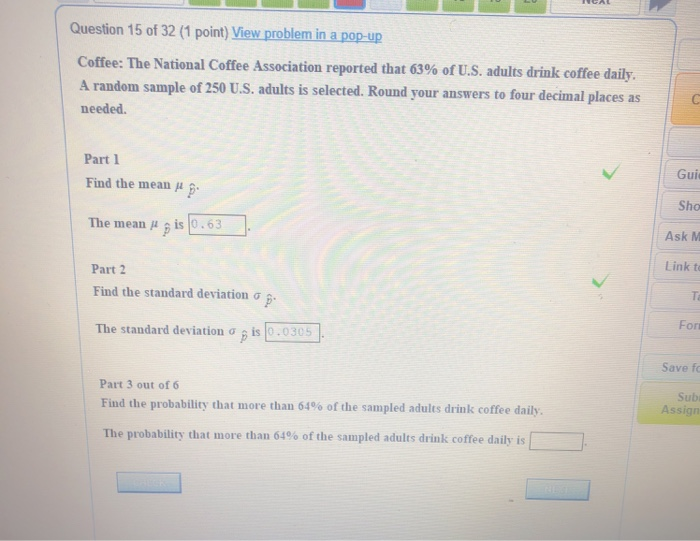 Solved Question 15 of 32 (1 point) View problem in a pop-up | Chegg.com
