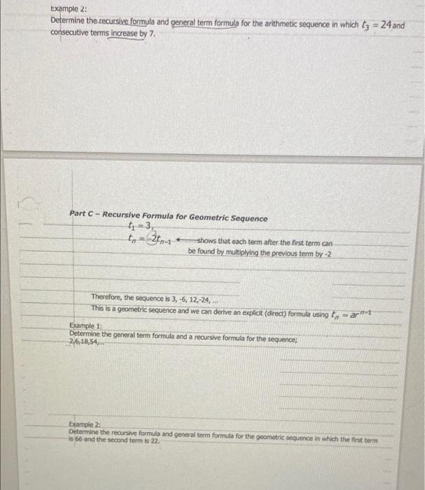 Solved Example 2: Determine the recursive formula and | Chegg.com