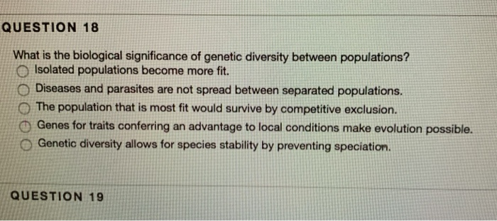 Solved QUESTION 18 What is the biological significance of | Chegg.com