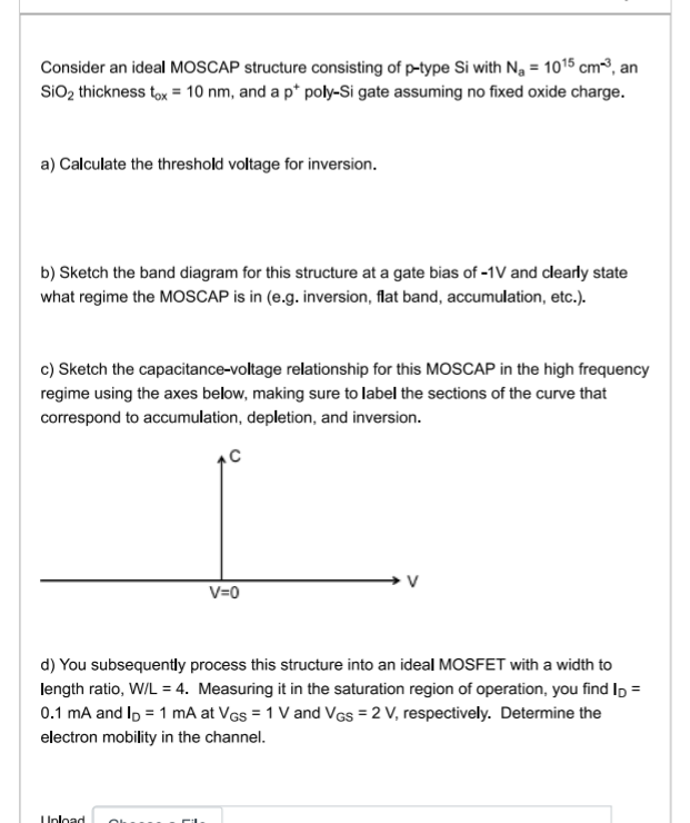 Solved Consider an ideal MOSCAP structure consisting of | Chegg.com