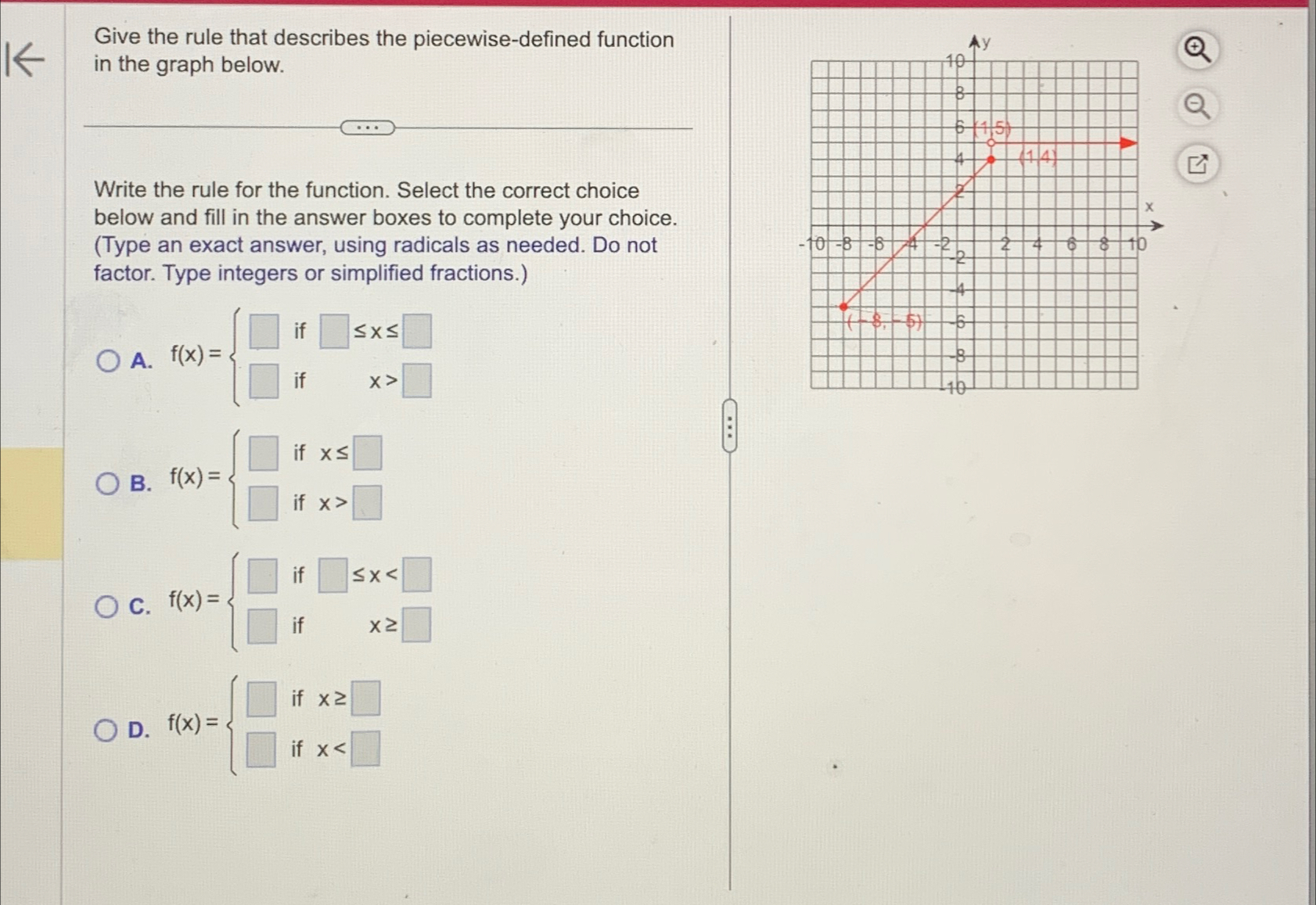 Solved Give the rule that describes the piecewise-defined | Chegg.com