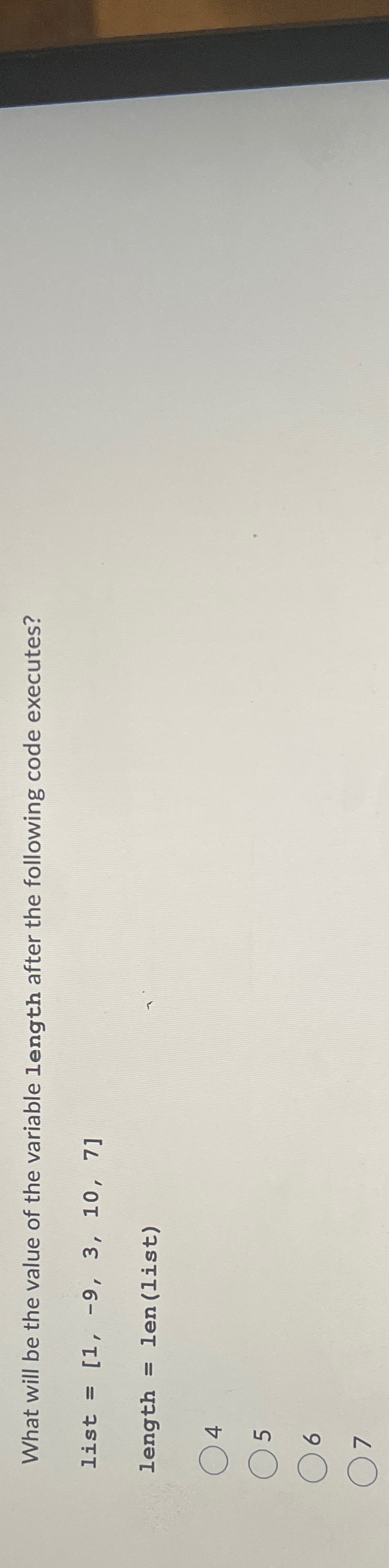 Solved What will be the value of the variable length after | Chegg.com