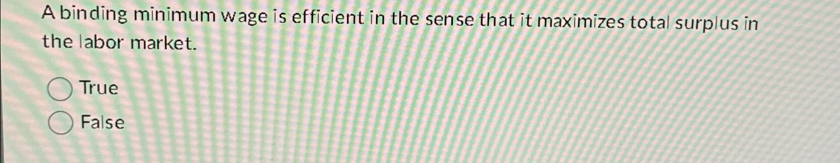 Solved A binding minimum wage is efficient in the sense that | Chegg.com
