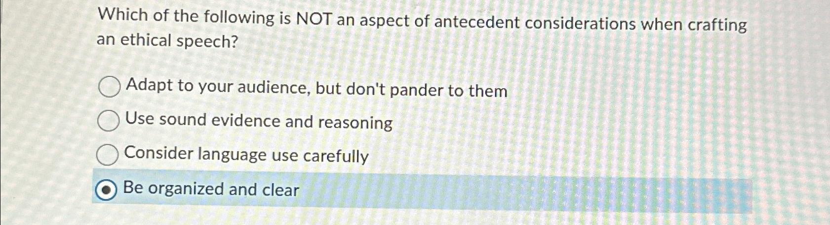 Which of the following is NOT an aspect of antecedent | Chegg.com