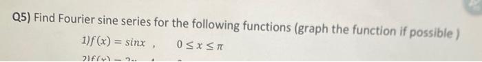 Solved Q1) Find Fourier series for the following function | Chegg.com