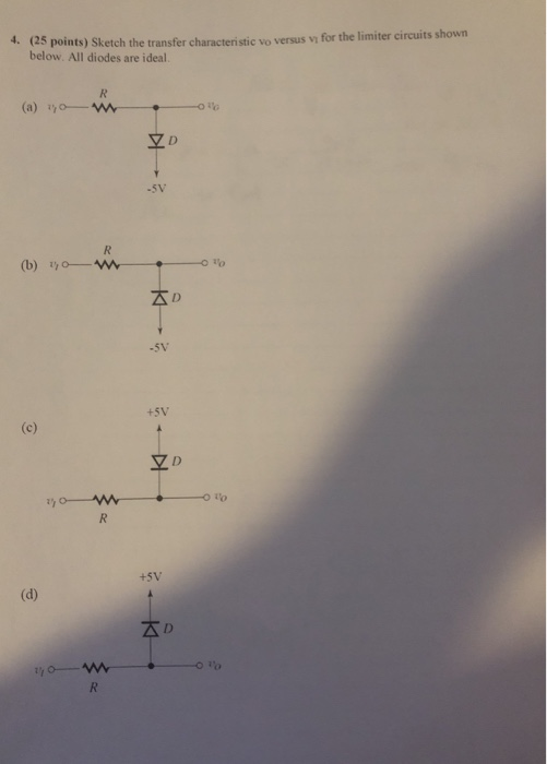 Solved 4. (25 points) Sketch the transfer characteristic vo | Chegg.com Solved 4. (25 points) Sketch the transfer characteristic vo | Chegg.com