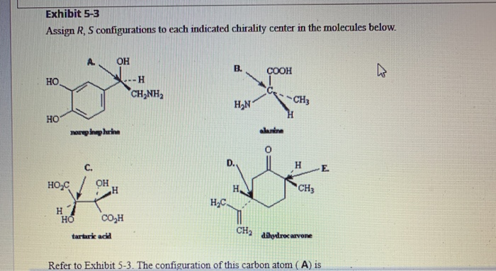 Solved Exhibit 5-3 Assign R, S configurations to each | Chegg.com