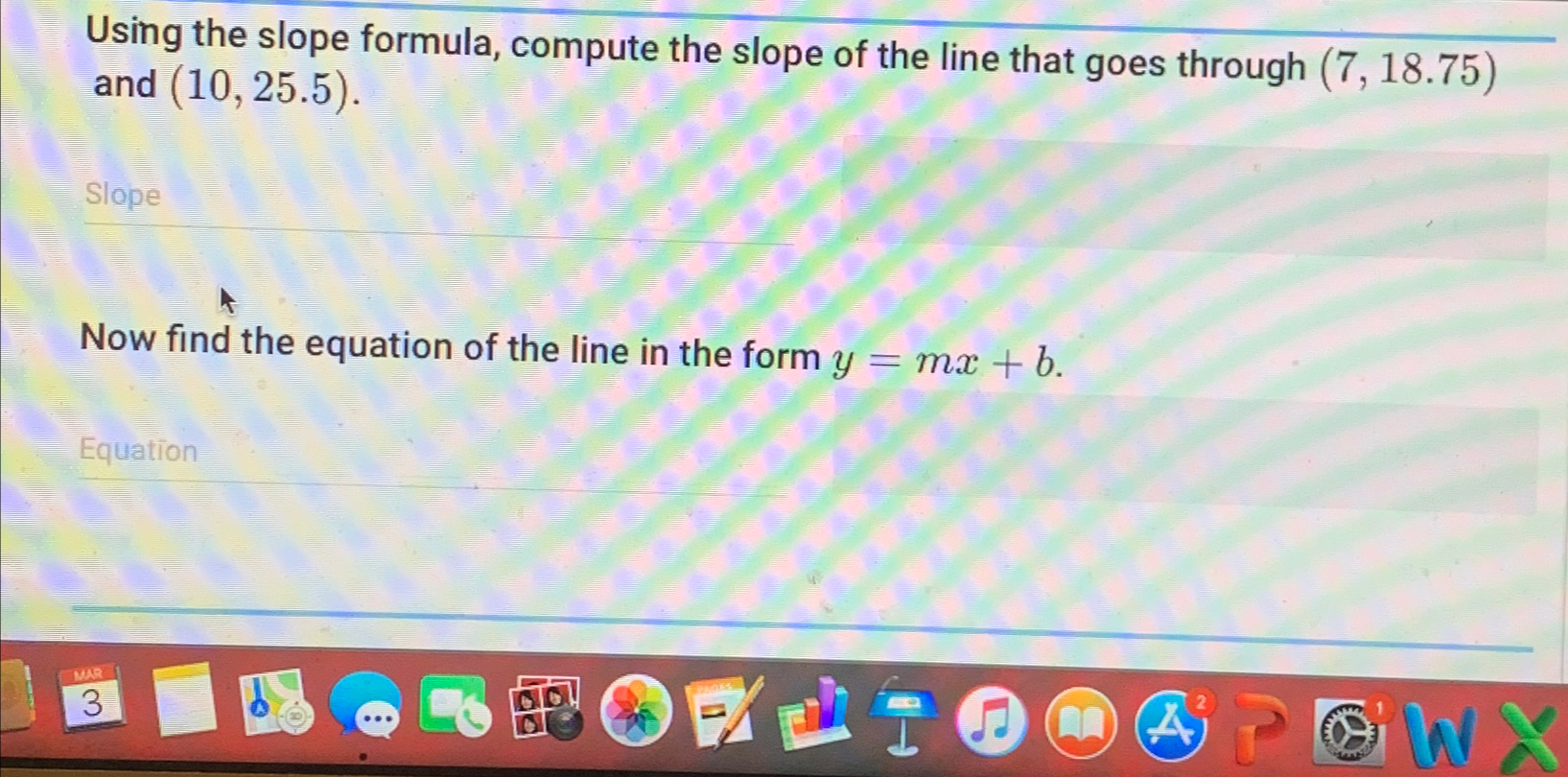 Solved Using the slope formula, compute the slope of the | Chegg.com