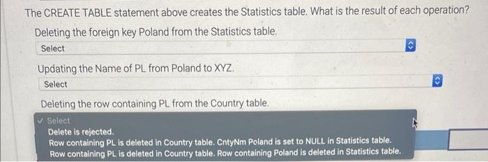 Solved CREATE TABLE Statistics ( CntyNm VARCHAR(15), ISOCOde | Chegg.com
