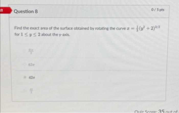 Solved ct Question 8 Find the exact area of the surface | Chegg.com