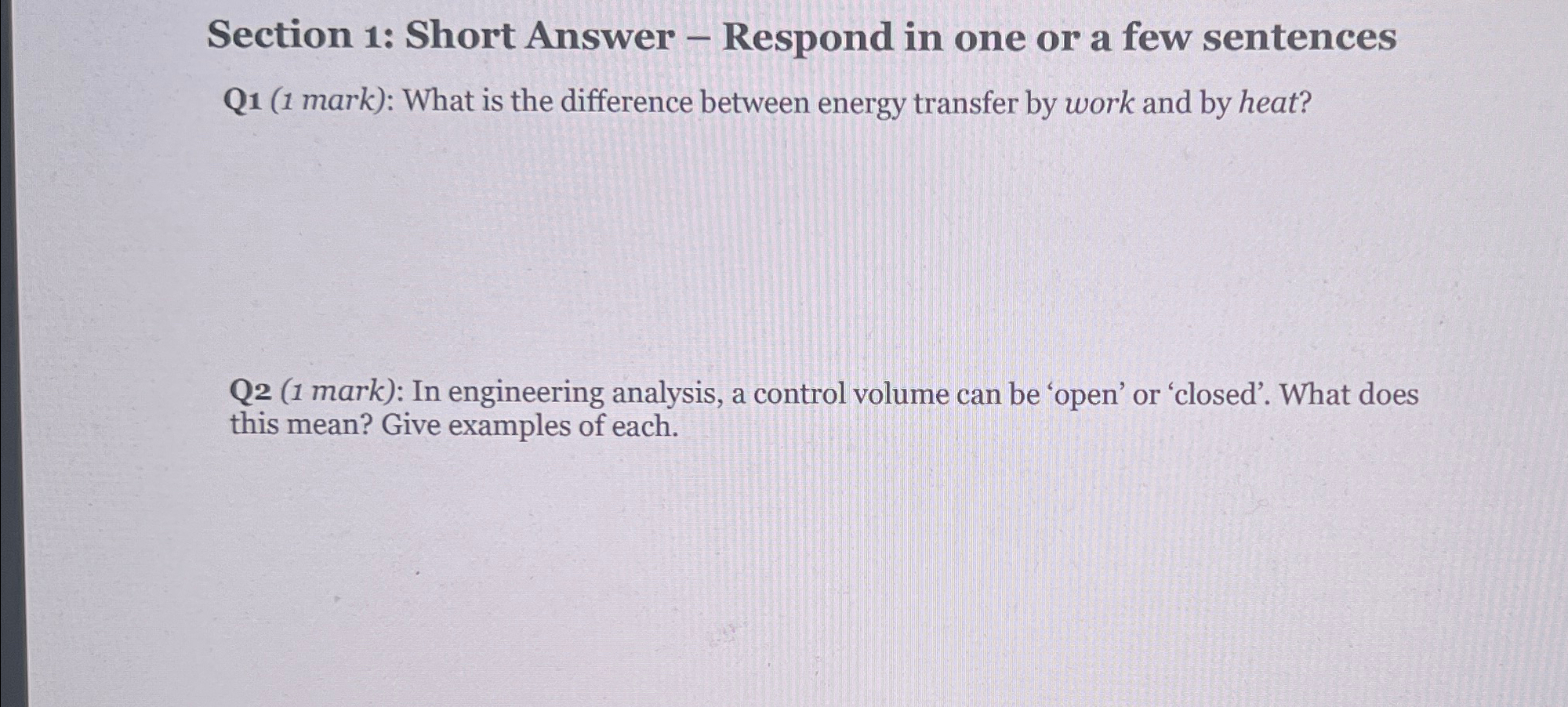 Solved Section 1: Short Answer - ﻿Respond in one or a few | Chegg.com
