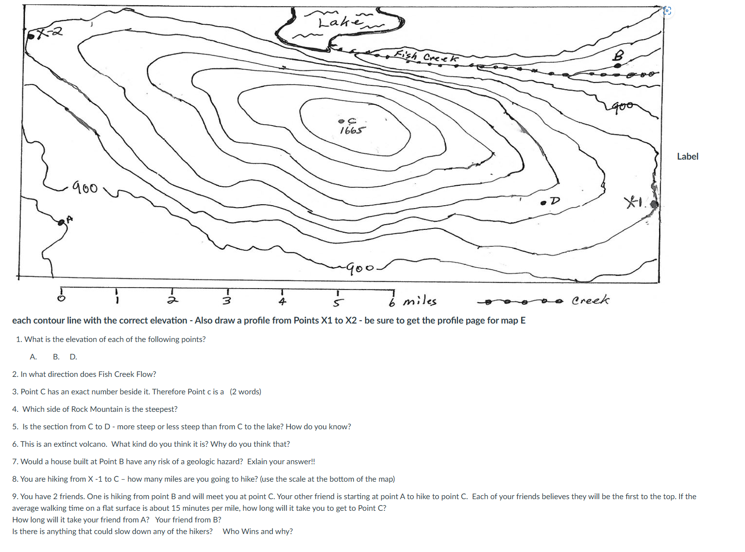 Solved each contour line with the correct elevation - ﻿Also | Chegg.com