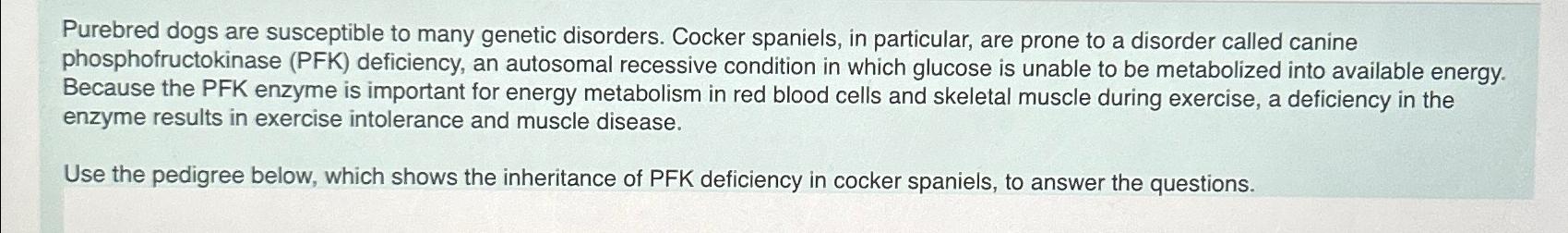 Solved Purebred dogs are susceptible to many genetic | Chegg.com