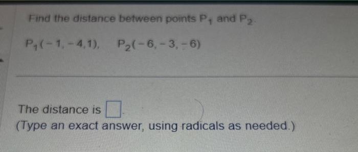 Solved Find the distance between points P1 and P2. | Chegg.com