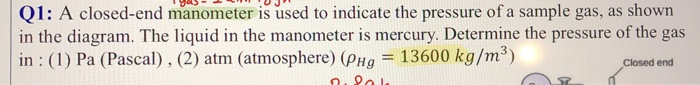 Q1: A closed-end manometer is used to indicate the | Chegg.com