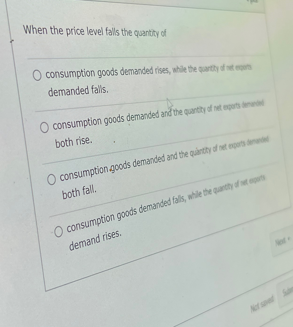 Solved When the price level falls the quantity ofconsumption | Chegg.com