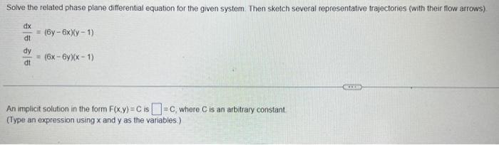 Solved Solve the related phase plane differential equation | Chegg.com
